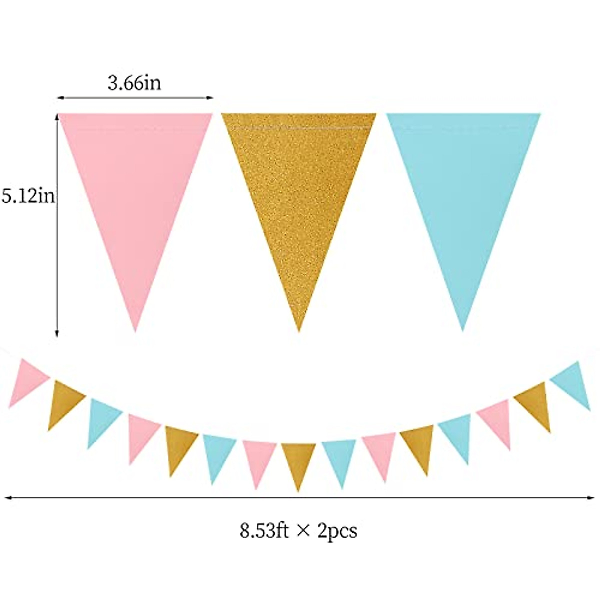 Blue Pink Gold Party-Decorations Gender-Reveal - 52Ft Paper Streamers 17FT Paper Banner Garland Hanging Decor Birthday Ideas Event Party Supplies