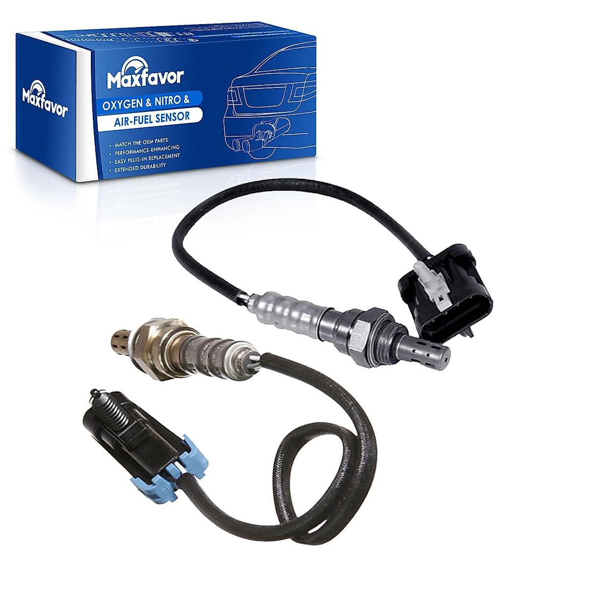 Maxfavor 2Pcs Upstream Downstream O2 Oxygen Sensor Replacment for 2000 1999 1998 1997 1996 Chevy Tahoe 5.7L Trans Code 4L60E, 1998-2002 Express 1500/2500 5.0L 234-4012 x1 234-4018 x1 02 Sensor