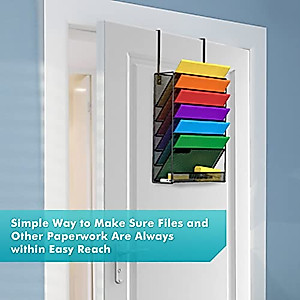 Delifox 7-Compartment Wall Mounted Hanging File Organizer Cubicle Wall File Holder Vertical Document Organizer for Office Home, Black