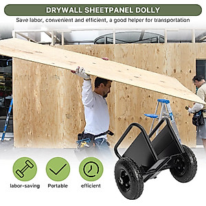Yeeoy Heavy Duty Panel Dolly, Slab Dolly with Handle, 10" Solid Rubber Tires Wheels,1000LBS Load Capacity All Terrain Moving Cart for Heavy Drywall Sheet & Material Handling
