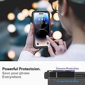 ZWWADR for iPhone 14 Pro Waterproof Case with Built-in Screen Protector Full Body Shockproof Dustproof Dirtproof Heavy Duty IP68 Waterproof Case for iPhone 14 Pro 6.1inch(Black)