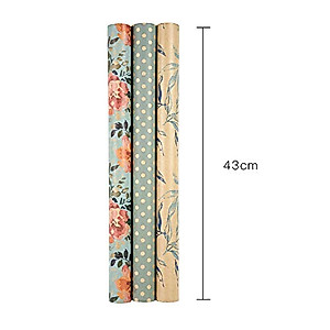 RUSPEPA Wrapping Paper Rolls with Tags, Jute String - 17 inches x 10 feet per Roll, Total of 3 Rolls, Spring