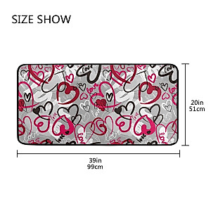 AGONA Anti Fatigue Kitchen Mat Winter Kitchen Floor Mat Non Slip Kitchen Rugs Cushioned Comfort Standing Mat Area Rugs Indoor Outdoor Entry Rug Floor Carpet for Home 39x20 (Cute Valentine's Hearts)