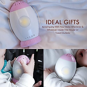Nueplay Baby Sleep Soother with Lullaby Songs & White Noises, Star Projector for Kids Room Decor, Baby Nursery Night Lights, Portable Sound Machine for Toddlers, Baby Essentials for Girls(Pink)
