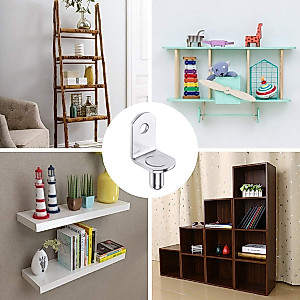 40 Pcs Shelf Support Pegs,1/4 Inch Diameter Shelf Bracket Pegs with Hole,Nickel Plated L-Shaped Clips for Kitchen & Bookcase Shelf Cabinet Furniture Closet Shelf Pins Support