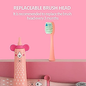 NELL&WELL Kids Electric Toothbrush, Battery Powered Toothbrushes with 2 Soft Bristles Heads for Children Boys and Girls Ages 3+, IPX7 Waterproof, BPA Free (Bear Purple)