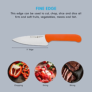 Messermeister Petite Messer 5” Chef’s Knife, Orange - German 1.4116 Stainless Steel & Ergonomic Handle - Lightweight, Rust Resistant & Easy to Maintain