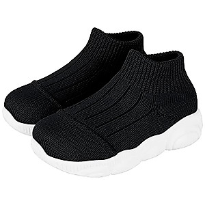 Baby Shoes Girls Boys Toddler Socks Breathable Baby Slippers Infant First Walking Sneaker Non Slip Soft Rubber Sole,Black
