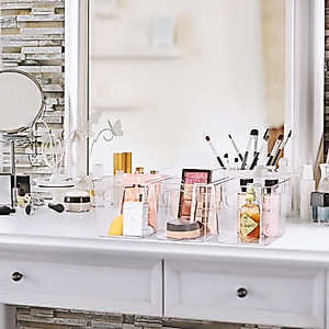 Sorbus Square Refrigerator Organizer Bins - Clear Plastic Pantry, Cabinet & Fridge Organizer for Kitchen Organization and Storage - Versatile Lightweight Bath, Makeup, Food & Snack Organizer (4 Pack)