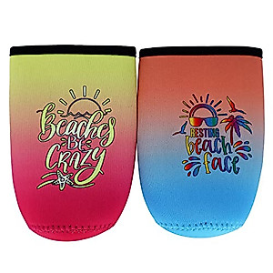 Beach Essentials Gifts for Women - Beach Accessories for Vacation Must Haves, Beach Themed Small Gifts for Women, Insulated 16 oz. Tall Can Cooler Sleeves, Funny Beach Coolies for Tallboy Cans