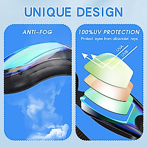 Macarrie 5 Pairs Swimming Goggles Adult Anti Fog Pool Goggles Kids No Leaking Swim Glasses with Ear Plugs Nose Clip(Plain Color)