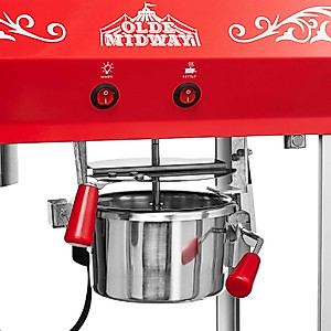 Olde Midway Bar Style Popcorn Machine, 4-Ounce Popcorn Maker Popper, Red