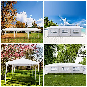 10'x30' Outdoor Canopy Party Wedding Tent,Sunshade Shelter,Outdoor Gazebo Pavilion with Removable Sidewalls Easy Set Gazebo BBQ Pavilion Canopy Cater Events (White/ 8 Removable Sidewalls)