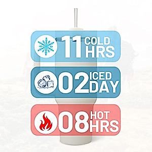 Junzilan 40 oz tumbler with handle and lid straw, stainless steel insulated vacuum cup, Travel Mug for ice&warm coffee Milk beer juice drink water bottle