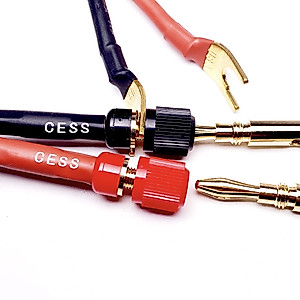 CESS-089 Speakon Plug to Female Banana Jack Speaker Cable, Accept Banana Plug, Spade Fork and Bare Wire, 2 Pack