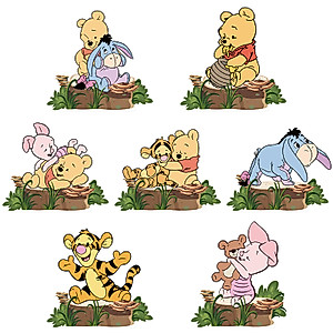 7PCS Large Winnie Cutouts with Stand Vintage Winnie Cardboard Cutout Prop | Stand Up Pro for Winnie Baby Shower Decorations Classic The Pooh Party Supplies