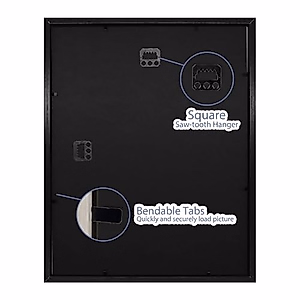 Frametory, 11x14 Picture Frame with Mat for 8x10 Photo - Country Rustic Style - High Definition Glass Wide Molding - Preinstalled Wall Mounting Hardware (Rustic Black, 1 Pack)