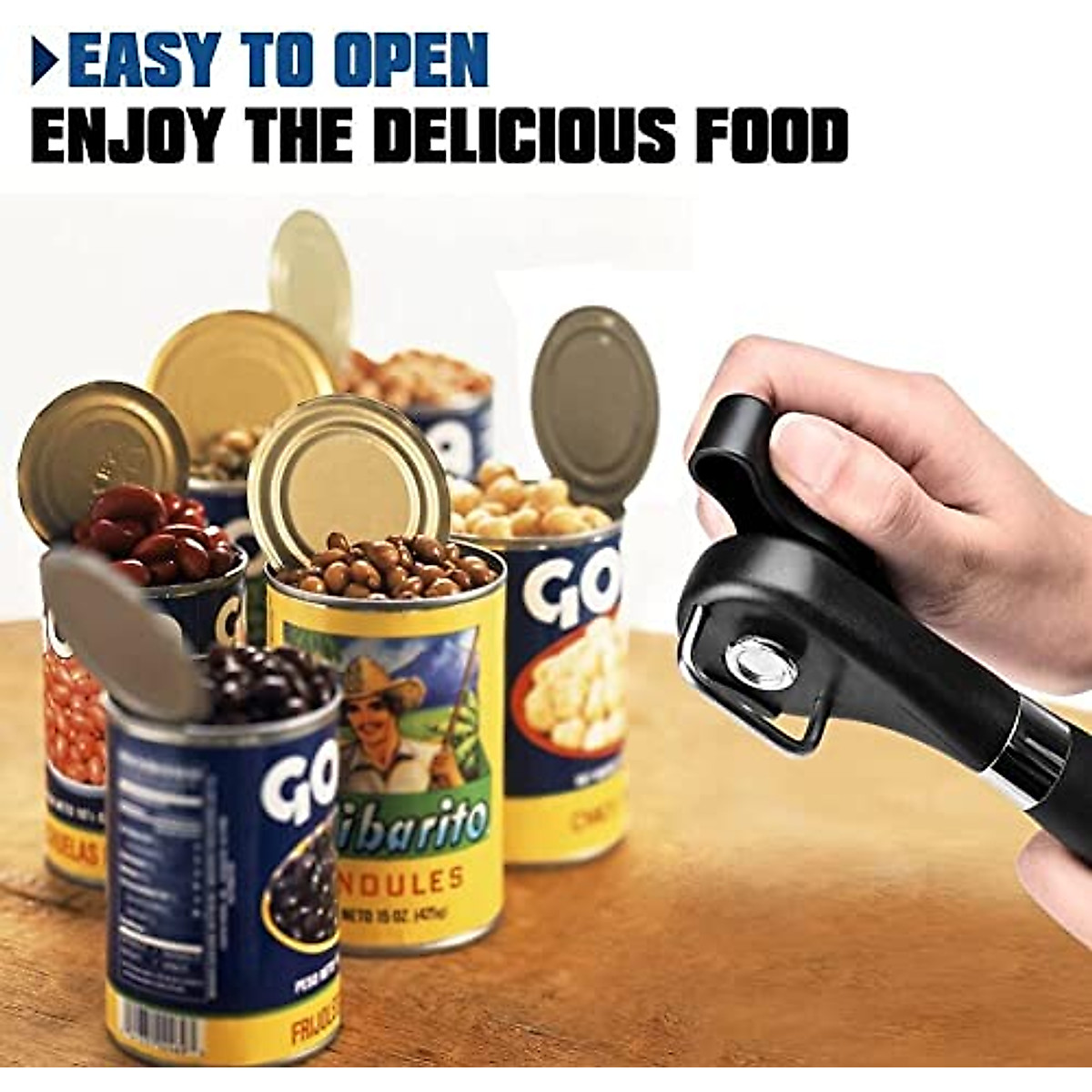 Safe Cut Can Opener US Stock, Smooth Edge Comfortable Grip Safety Can Openers, Cut Stainless Steel Ergonomic Can Opener, Manual Can Opener for Kitchen & Restaurant