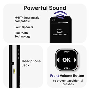 Jethro SC490 4G Unlocked Senior Cell Phone/Plan 6 Months, Unlimited Talk & Text, SIM Card Included, Easy-to-Use for Elders and Kids, Big Screen and Buttons, FCC Certified