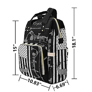 Deer American Flag Camo Arrow Black Diaper Bags with Name Waterproof Mummy Backpack Nappy Nursing Baby Bags Gifts Tote Bag for Women