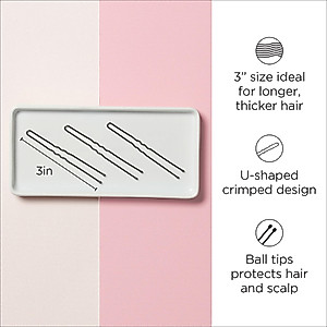 Diane 3” Hair Pins for Women, Girls, Hairdressing, Salon, U Shaped Hair Pins with Ball Tips for Securing Updos, Buns, Braids, and Everyday Styles, Black (32 Count)