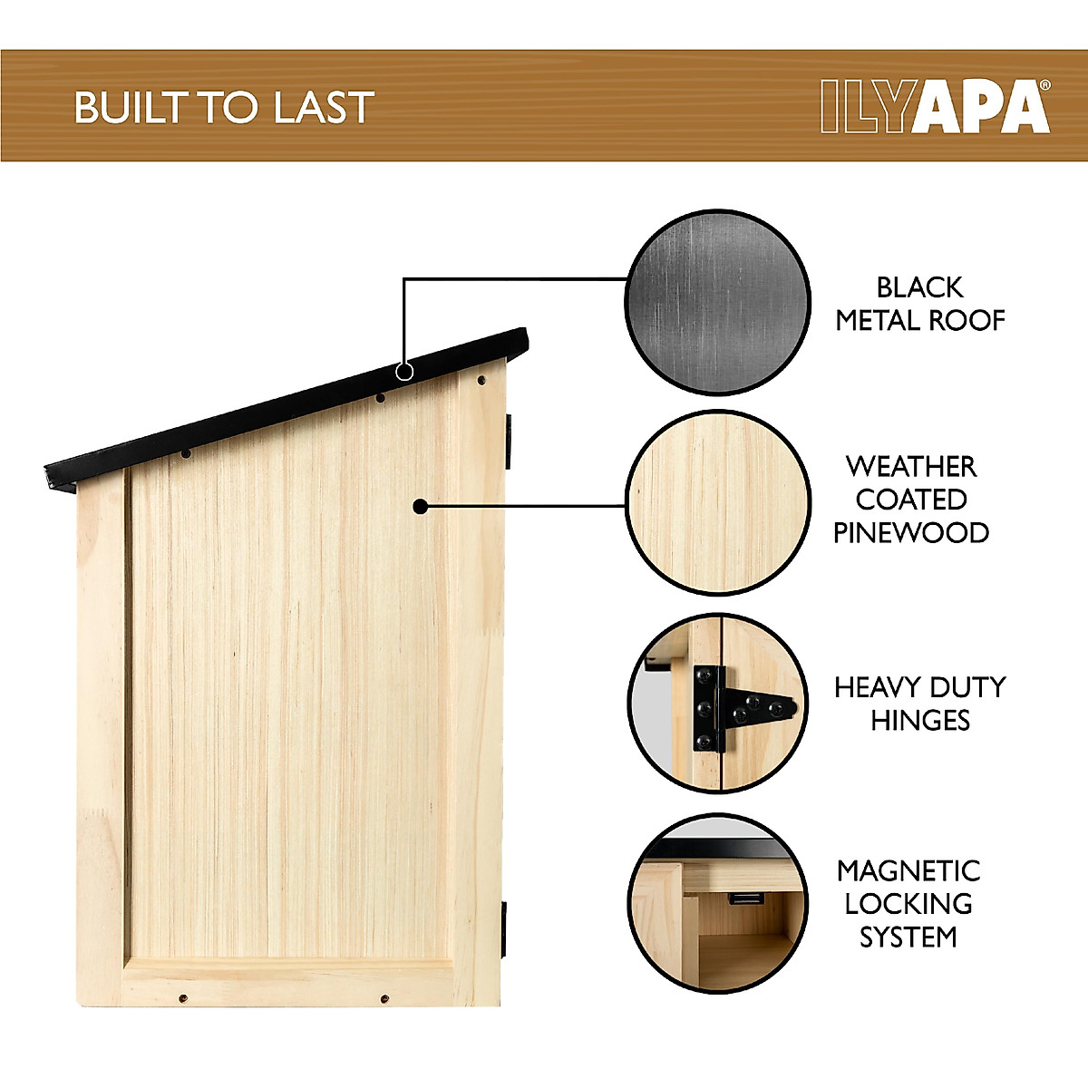Ilyapa Outdoor Library Book Box - Free Literature Exchange Kit for Outside - Little Wood Cabinet for Sharing Books, Art with Your Community, Students or Teachers - Easy Mount to Post - 16x14x22 Inch