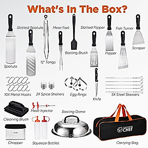 Commercial Chef Blackstone Griddle Accessories Kit - Flat Top Grill Accessories - Griddle Tools Utensils - for Breakfast Hibachi and Weber Griddle - with Chef Spatula Set and Cleaning Kit - 36 PCS