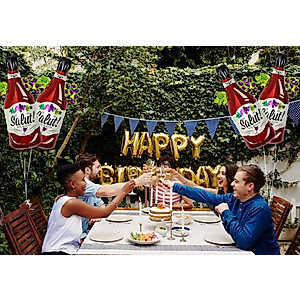 4PCS Wine Bottle Balloons Foil Aluminum Champagne Balloon Birthday Party Decorations Bridal Shower Bachelorette Party Engagement Wedding Party Supplies for Woman Man