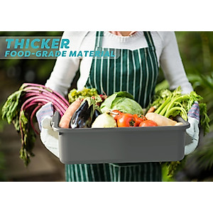 YYQX Commercial Bus Tubs Box/Tote Box, 13L Plastic Restaurant Tub, Wash Basin Tub 4-Pack, Grey