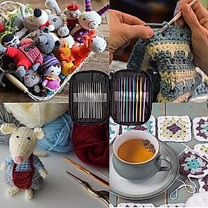 22Pcs Crochet Hooks Set, BetyBedy Aluminum Handle Knitting Needles, Multicolor Crochet Needles for Yarn Craft, 0.6~6.5mm