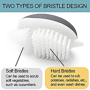 Dfacio 2Pack Vegetable Brush, Non-Slip Grip Potato Scrubber Veggie Brush with Flexible and Hard Bristles, Vegetable Brush Scrubber for Food, Corn Silk and Carrots, with Dots Remover