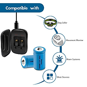 TOPUSSE Rechargeable 3.7v 14250 Battery with Charger, 4 Pack Lithium Ion 1/2 AA Size Batteries Can Replace 3.6 Volt LS 14250, ER14250, 3v CR14250 Battery for Laser