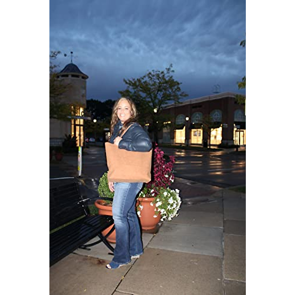 Oversized suede Taylor Tote in Camel