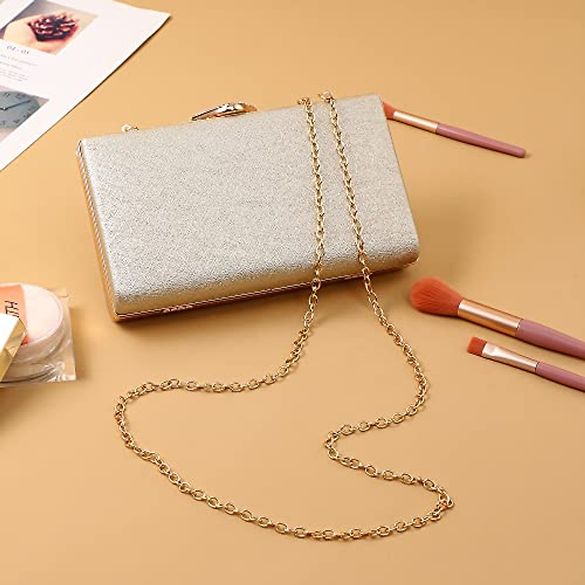 ZHANNI Clutch Purses for Women Elegant Evening Bag Handbag Party Wedding Clutch (Gold)