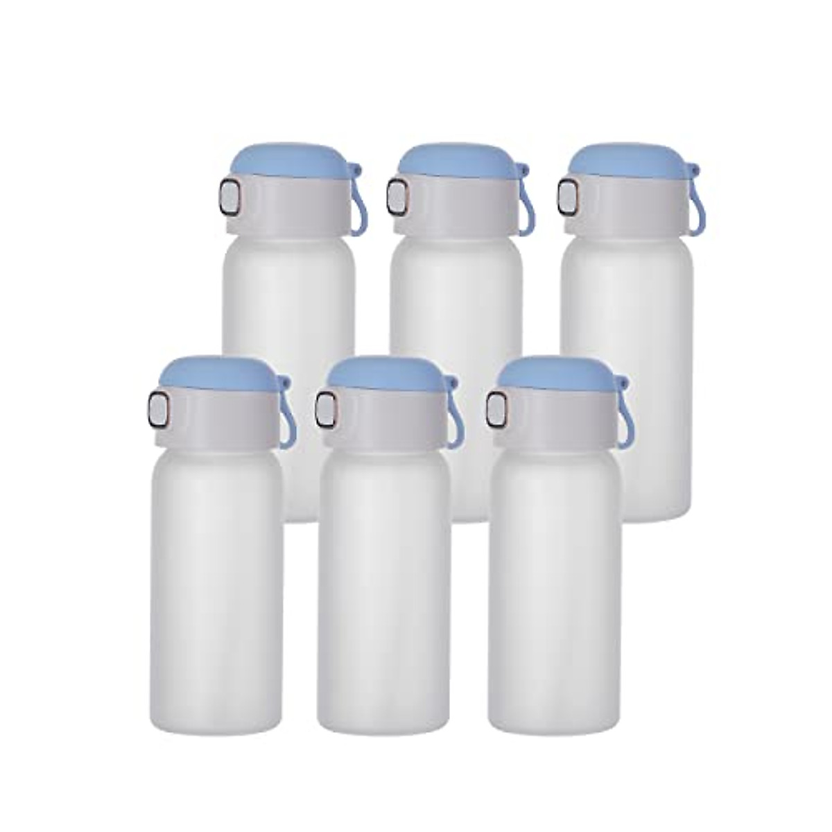PYD Life Sublimation Glass Blanks Water Bottle 15 OZ Frosted Sippy Up Tumbler Cups with Light Blue Pop Lid and Straw for Tumbler Heat Press 6 Pack