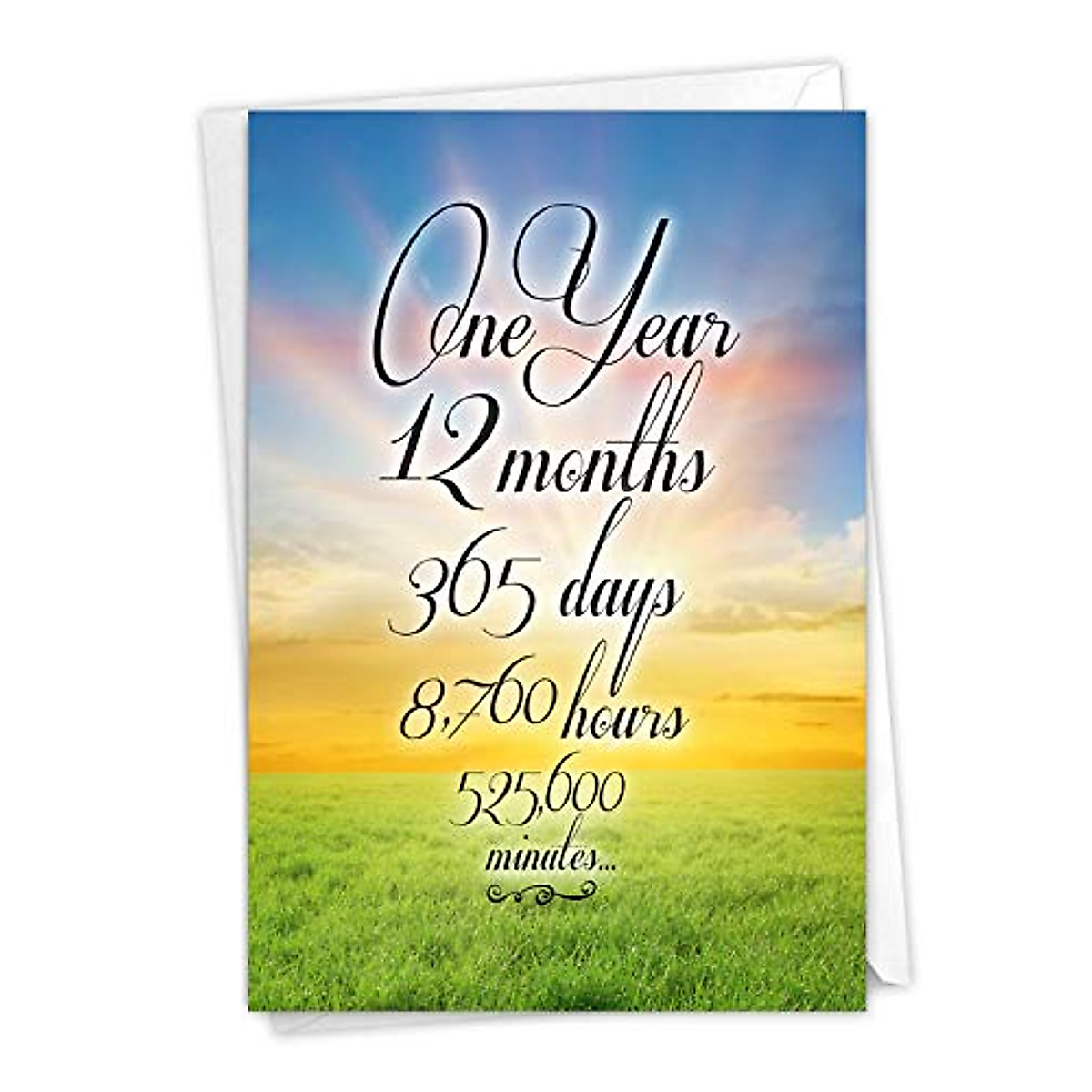 NobleWorks - 1 Year Recovery Anniversary Card (5 x 7 Inch) with Envelope - Encouragement Milestone Birthday Notecard, AA Recognition Stationery - Year Time Count 1 C9083AAG