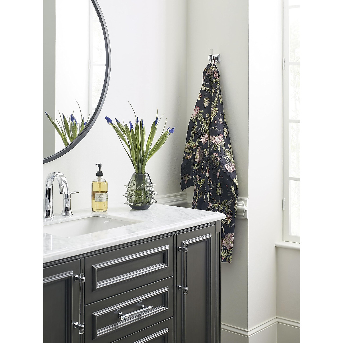 Amerock BH36060CPN | Clear/Polished Nickel Single Robe Hook | 2-15/16 in. (75 mm) Length Towel Holder | Glacio | Towel Hook for Bathroom | Bathroom Hardware | Bath Accessories