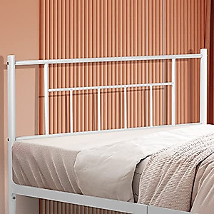 4 EVER WINNER Twin Metal Bed Frames, 14 Inch Twin Bed Frames with Headboard and Footboard, Platform Bed Frame with Storage, No Box Spring Needed, Mattress Foundation, Easy Assembly. White