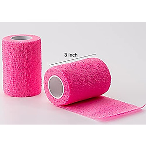 16 Pack Self Adhesive Bandage Wrap 3 inch, Coban Wrap Self Sticking Bandage Wrap, Wound Wrap Self Adherent for Wrist Ankle Sprains, Swelling, Vet Wrap for Animals Pet(Pink)