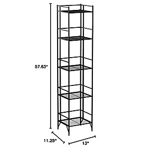 Convenience Concepts Designs2Go X-Tra Storage 5-Tier Folding Metal Shelf, Black