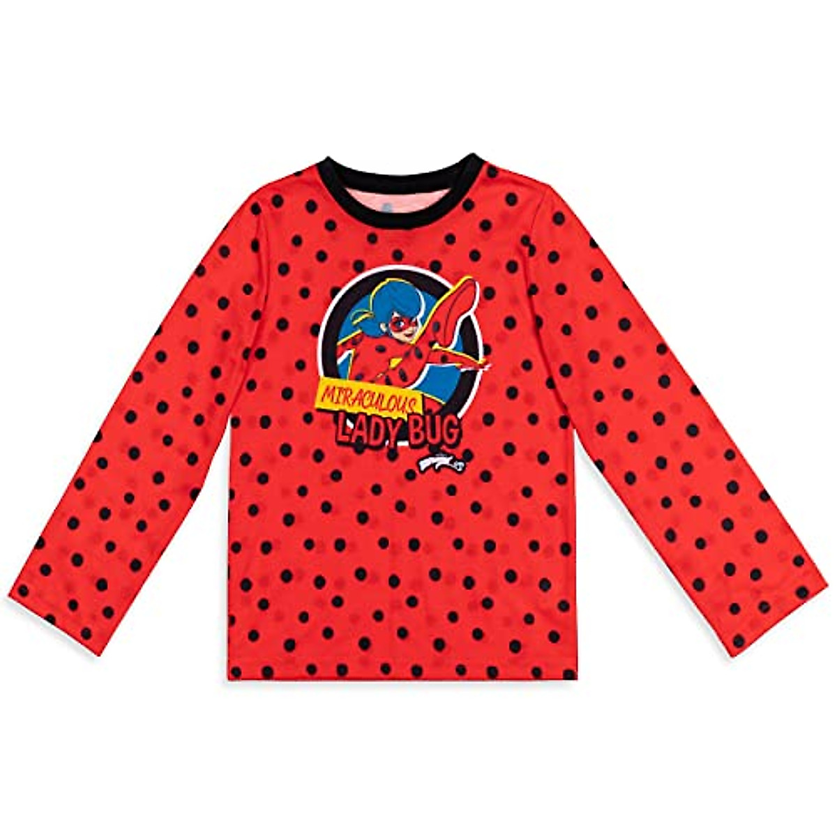 Miraculous Ladybug Little Girls 4 Piece Pajama Shirt And Pants Matching Doll Outfit 5-6 Red