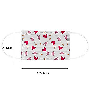 50PC Valentine's Day Face Masks Disposable for Adult Women, Holiday Disposable Face Masks with Designs Love Heart Facemasks (#01)