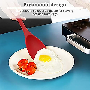 MJIYA Silicone Spatula Spoon, BPA Free & Food Grade, High Heat Resistant to 480°F, Mix Thick Batters, Scrape Sauces, Stir Pasta & More(Cherry Red, Spoon)
