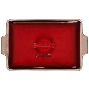 Le Creuset Stoneware Heritage Covered Rectangular Casserole, 4 qt. (12" x 9"), Cerise