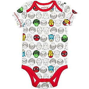 Marvel Baby Boys' 5 Pack Bodysuits - The Hulk, Spiderman, Iron Man and Captain America Multi 3-6 Months