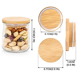 Oui Yogurt Jar Lids, Oui Yogurt Bamboo Jar Lids Set, Wooden Lids for Oui Yogurt Jars, Oui Yogurt Jars Lids with Silicone Sealing Rings, Cookie Glass Storage Lids, for 5 Oz Oui Yogurt Jars - 4 Pack