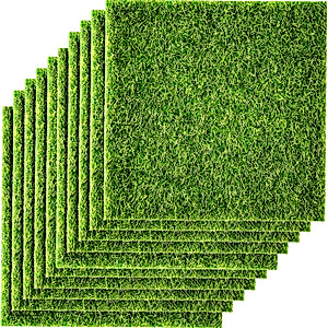 Mudder 10 Pieces Artificial Garden Grass Fairy Grass Lawn Miniature Ornament Garden Dollhouse DIY Simulation Moss Craft for Garden Dollhouse Decor, 6 x 6 Inches