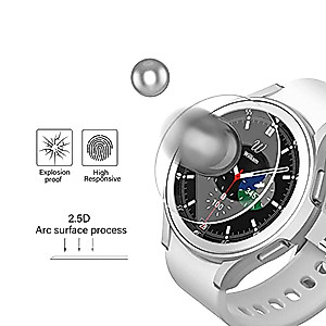 [4+4 Pack] BHARVEST for Samsung Galaxy Watch 4 Classic 46mm Screen Protector and Case, 4 Packs Flexible TPU Frame Cover with 4 Sets Tempered Glass Protective Film for Galaxy Watch 4 Classic 46mm