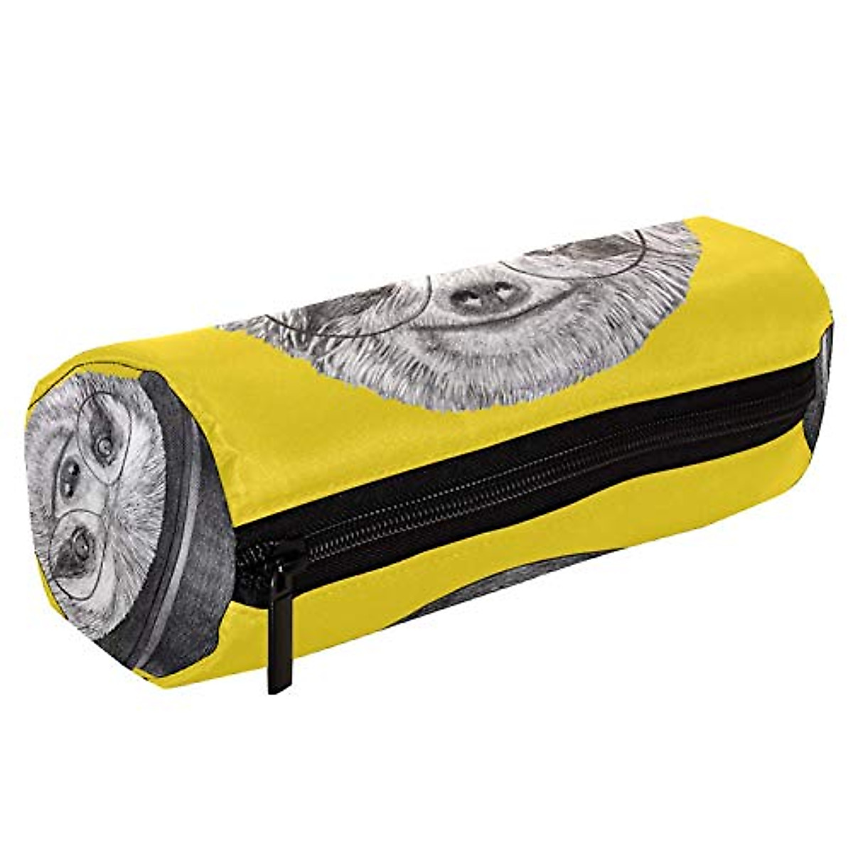 Portrait of Sloth with Hat and Glasses Pencil Bag Pen Case Stationary Case Pencil Pouch Desk Organizer Makeup Cosmetic Bag for School Office