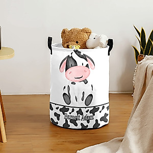 Cow Print Farm Animal Storage Bin, Waterproof Oxford Fabric Clothes Basket Organizer for Laundry Hamper,Toy Bins,Gift Baskets, Bedroom, Clothes,Baby Nursery
